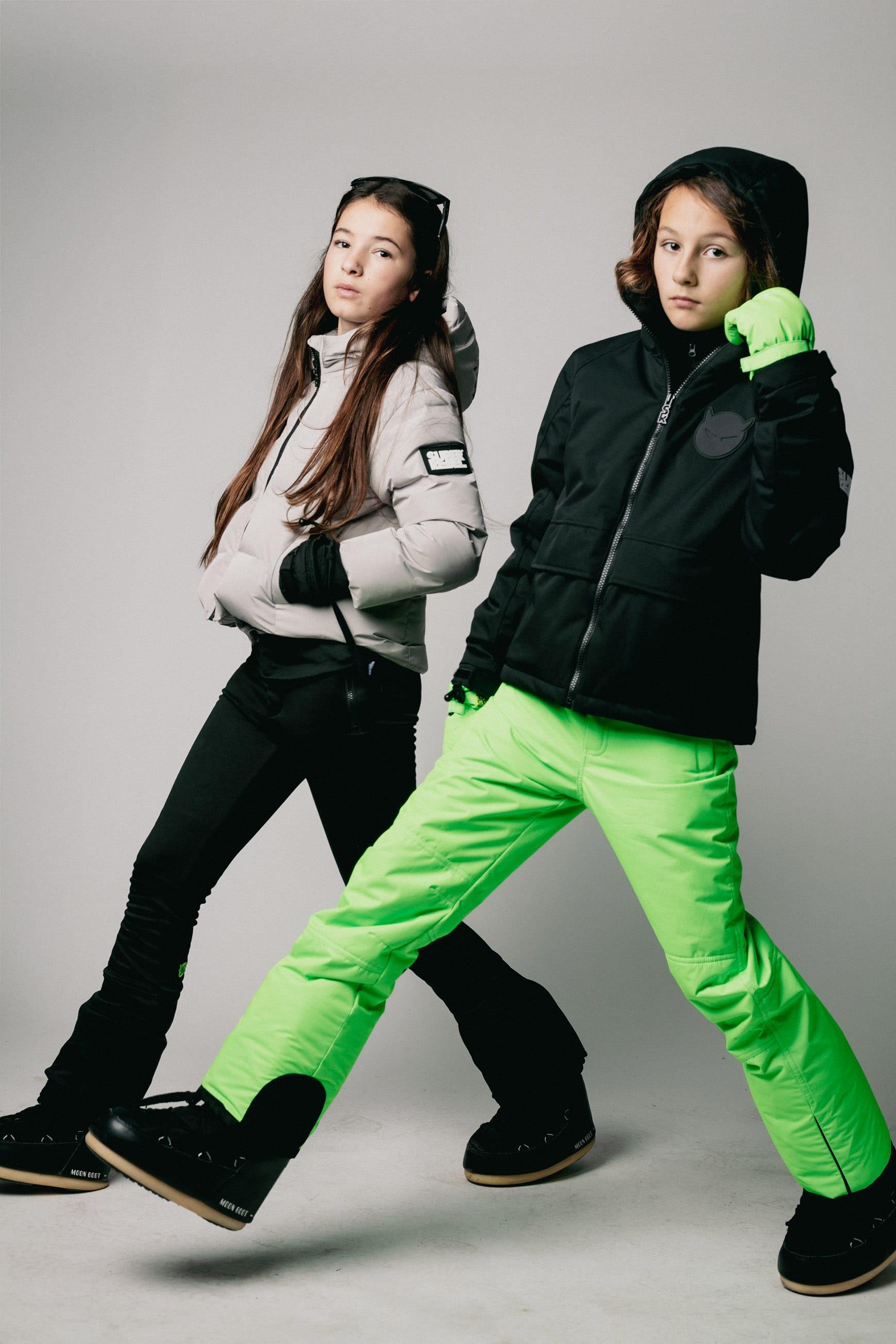 Pantaloni de ski SPEED Verde Neon cu impregnare hidrofobă și bretele ...